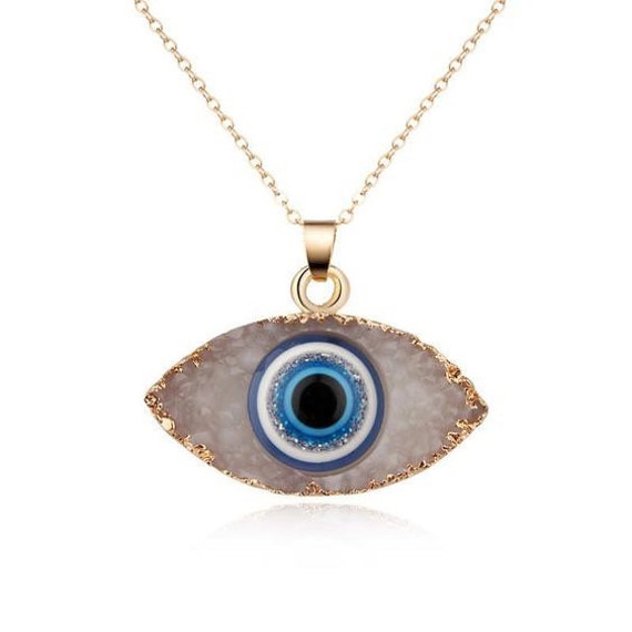 Authentic Stones Evil Eye Crystal Necklace. - Etsy