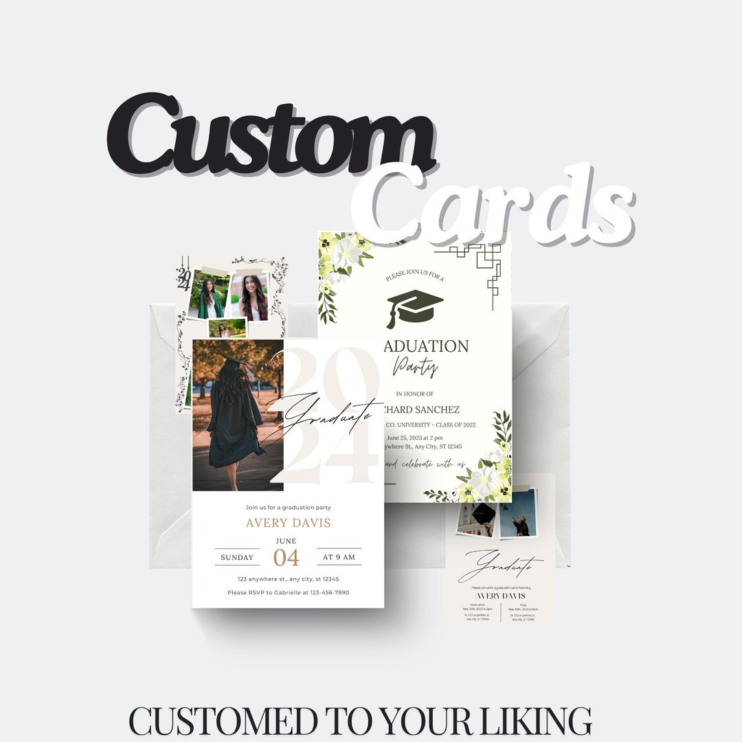 Custom Graduation Party Invite Cards | Packs of 25 | Double Sided ...