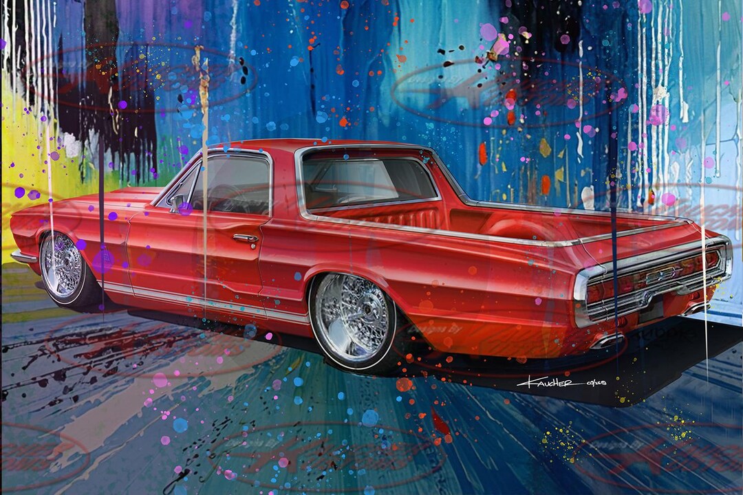 This is Un- Framed Digital Artwork of 66 T-bird Pick-up Car Designer ...