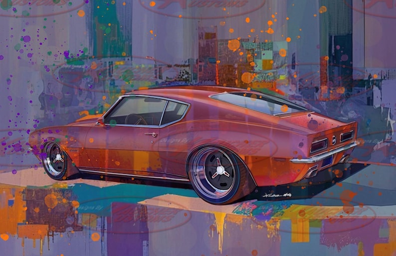 This is Un- Framed Digital Artwork of 68 Camaro Fastback Car Designer ...