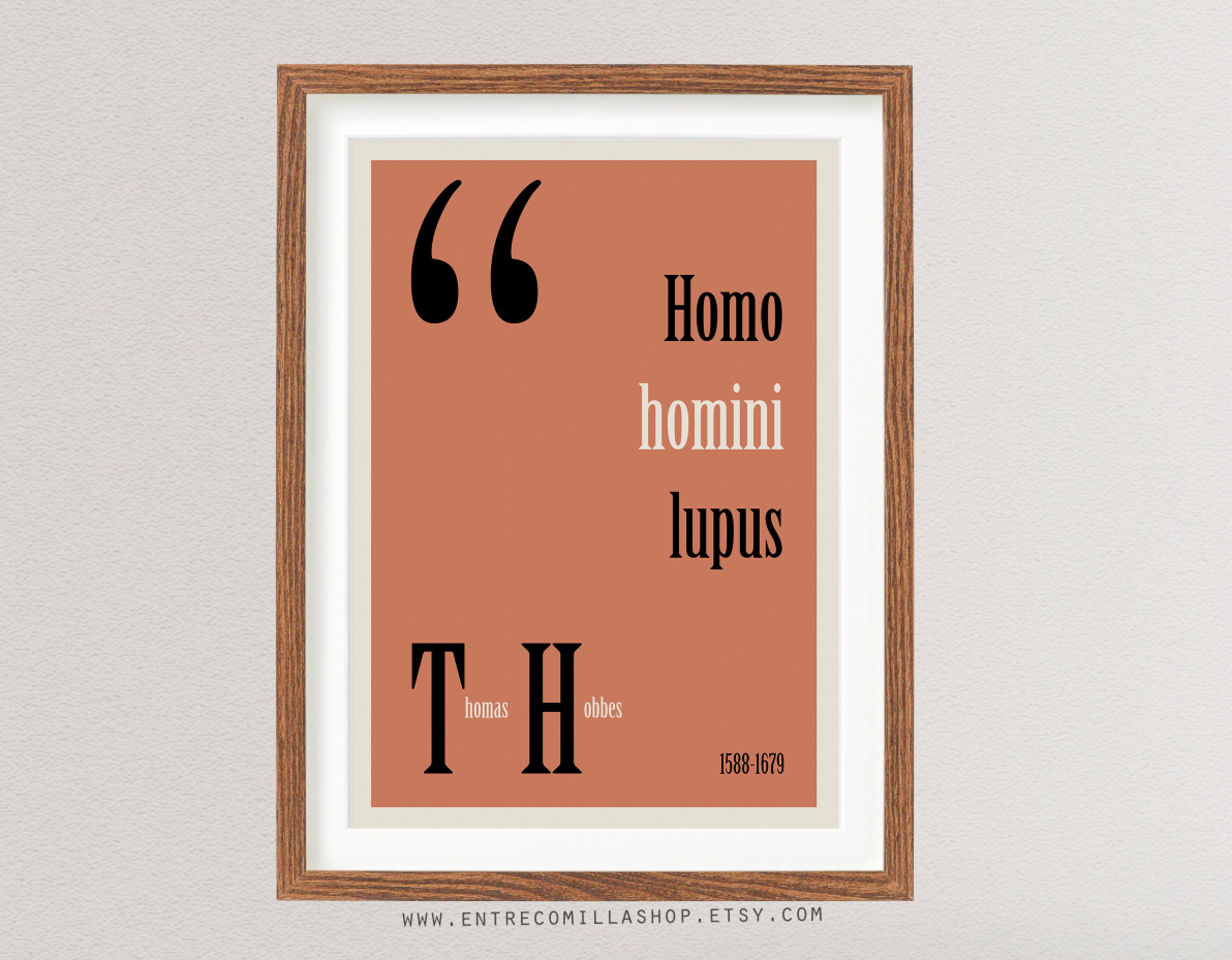 Homo Homini Lupus Quote Print Thomas Hobbes Latin Quote Print Print ...