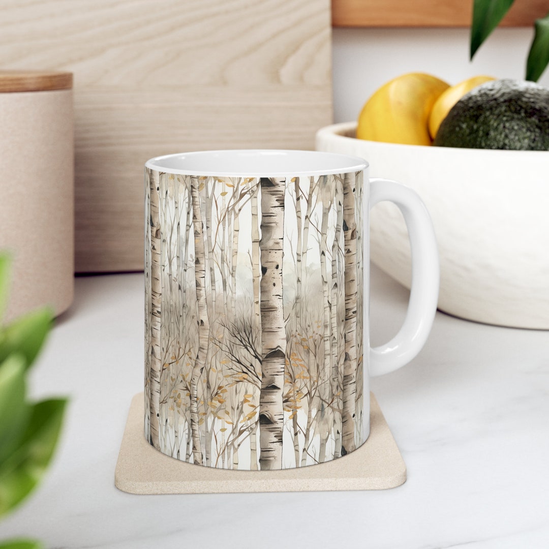 Birch Tree 11 Oz Mug, Birch Bark Mug, Watercolor Birch Mug. Gift for ...