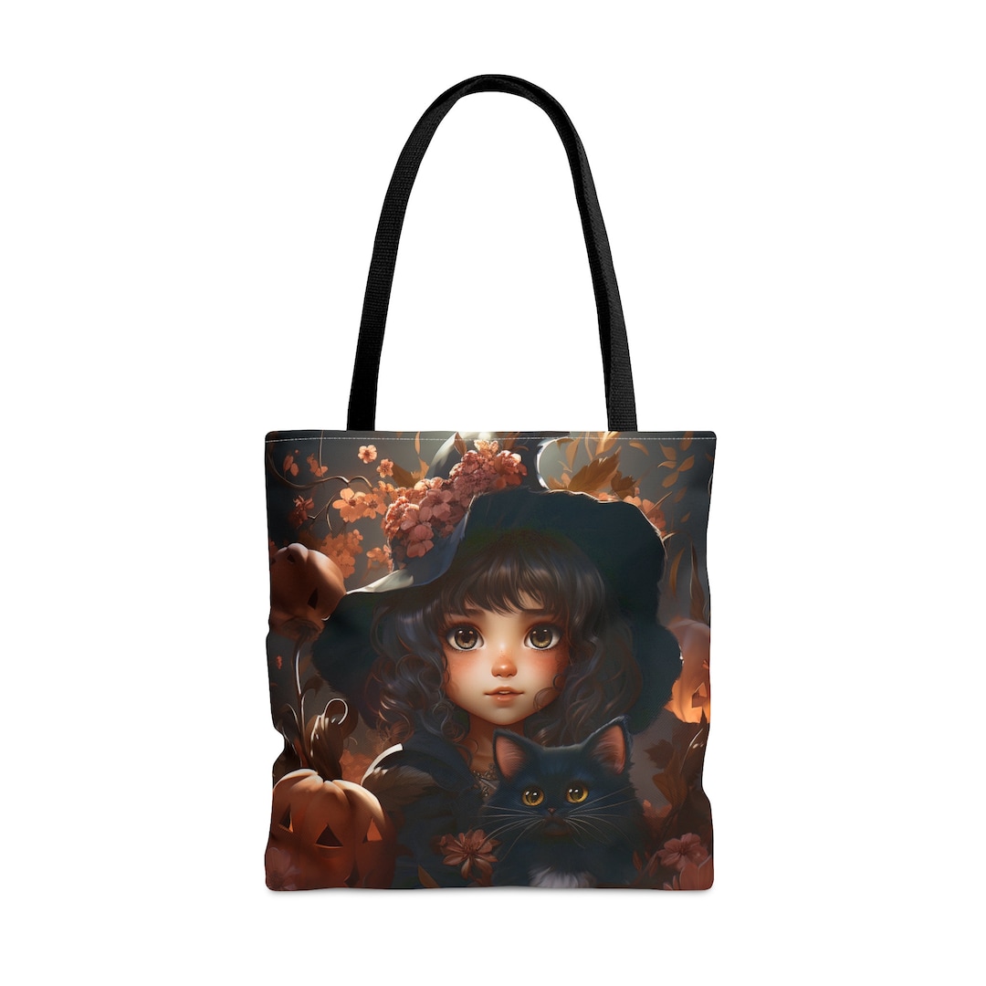 Young Witch Tote Bag Chibi Style Witch Tote 3 Sizes - Etsy