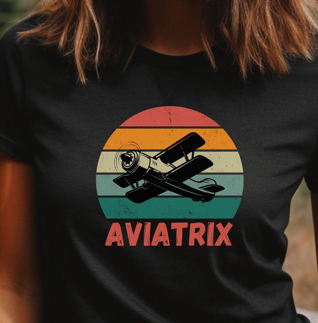 Aviatrix Women in Aviation Retro Biplane Jersey Short Sleeve Tee Lady ...