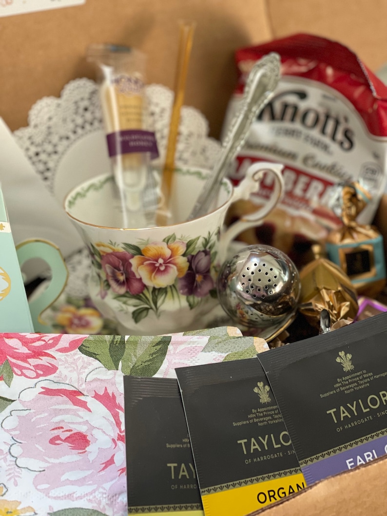 Vintage Tea Cup Gift Set: English Tea, Shortbread & Honey - Etsy