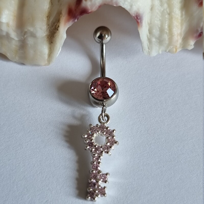 Key Belly Ring - Etsy