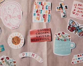 Aesthetic Christian Sticker Pack Pink & Orange 17 Stickers | Etsy