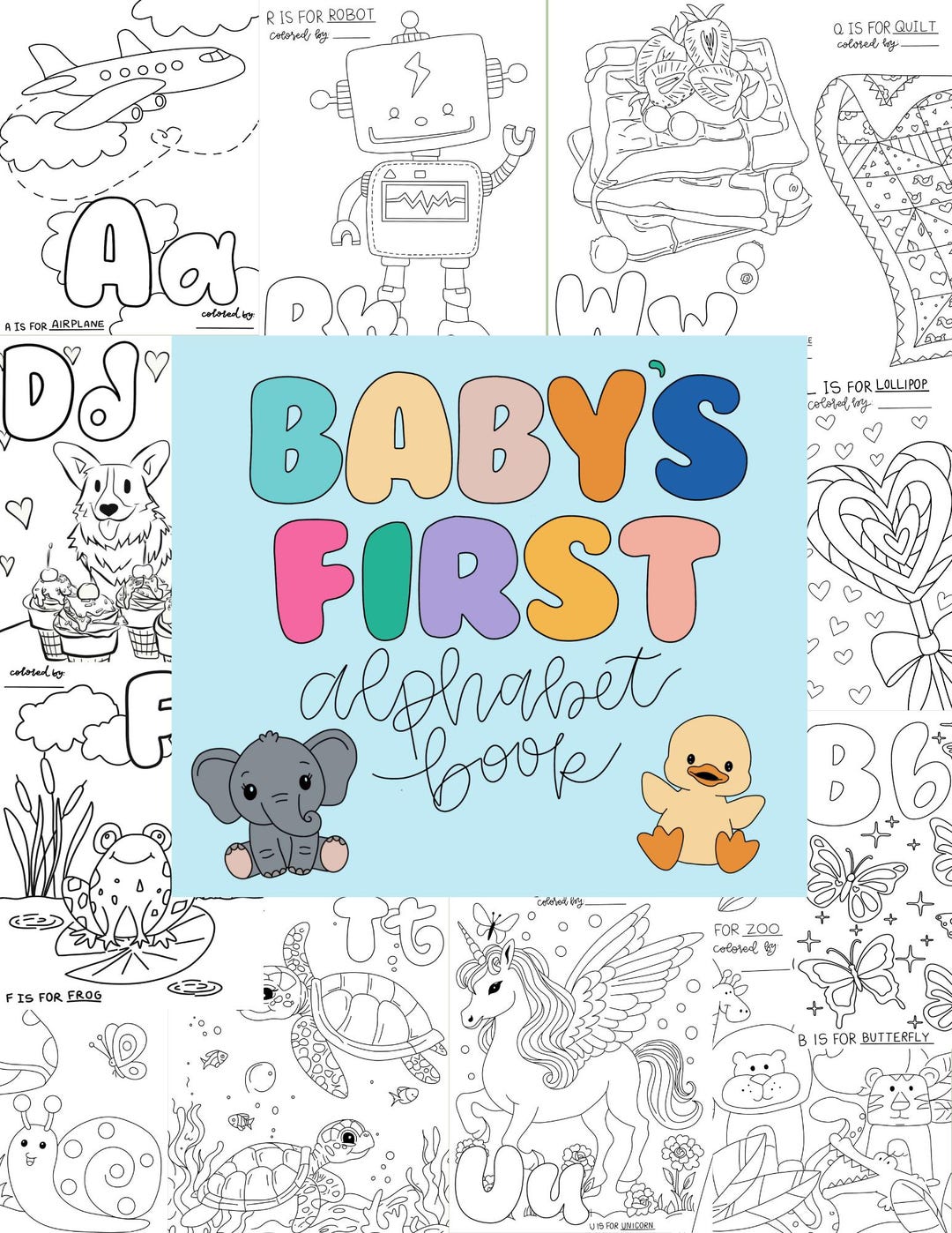 Baby Alphabet Coloring Book | Digital Download & Self-printable ...