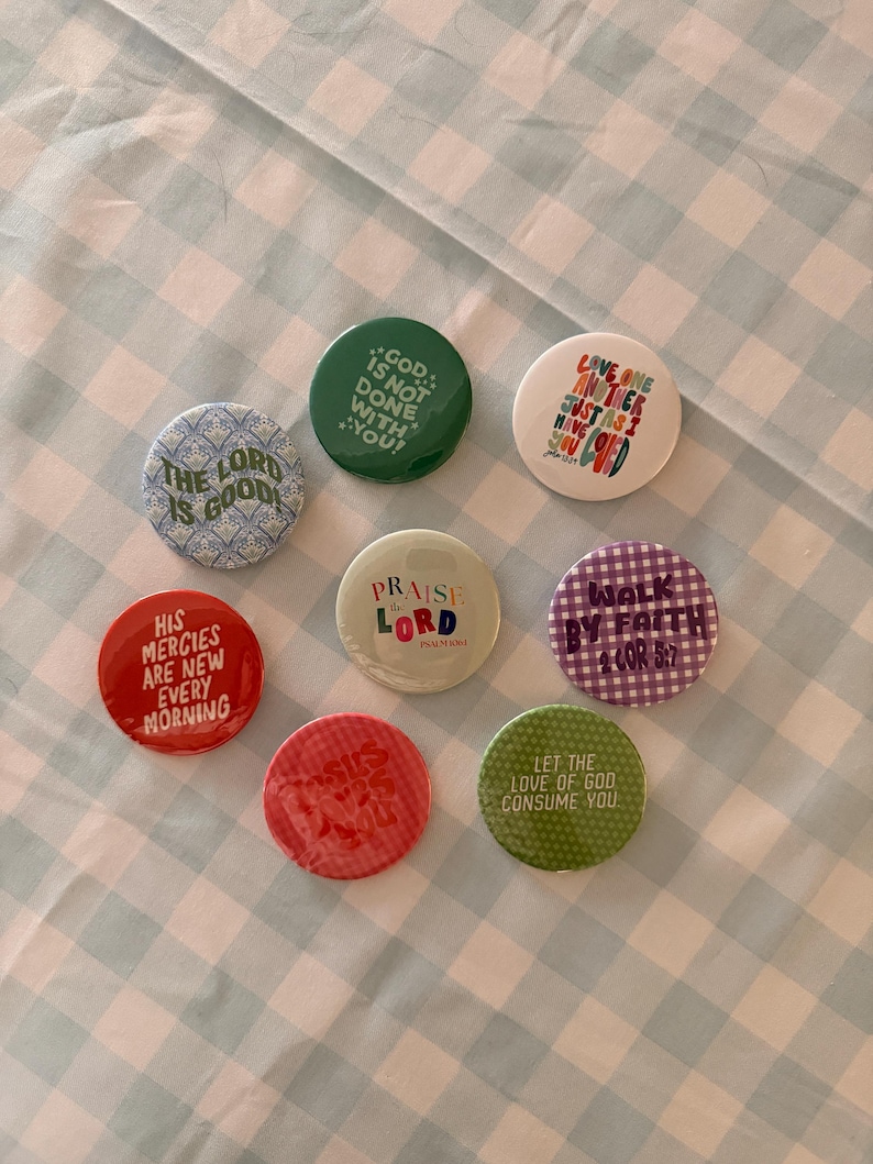Christian Button Collection | 2.25” Hand-drawn Faith Designs ...