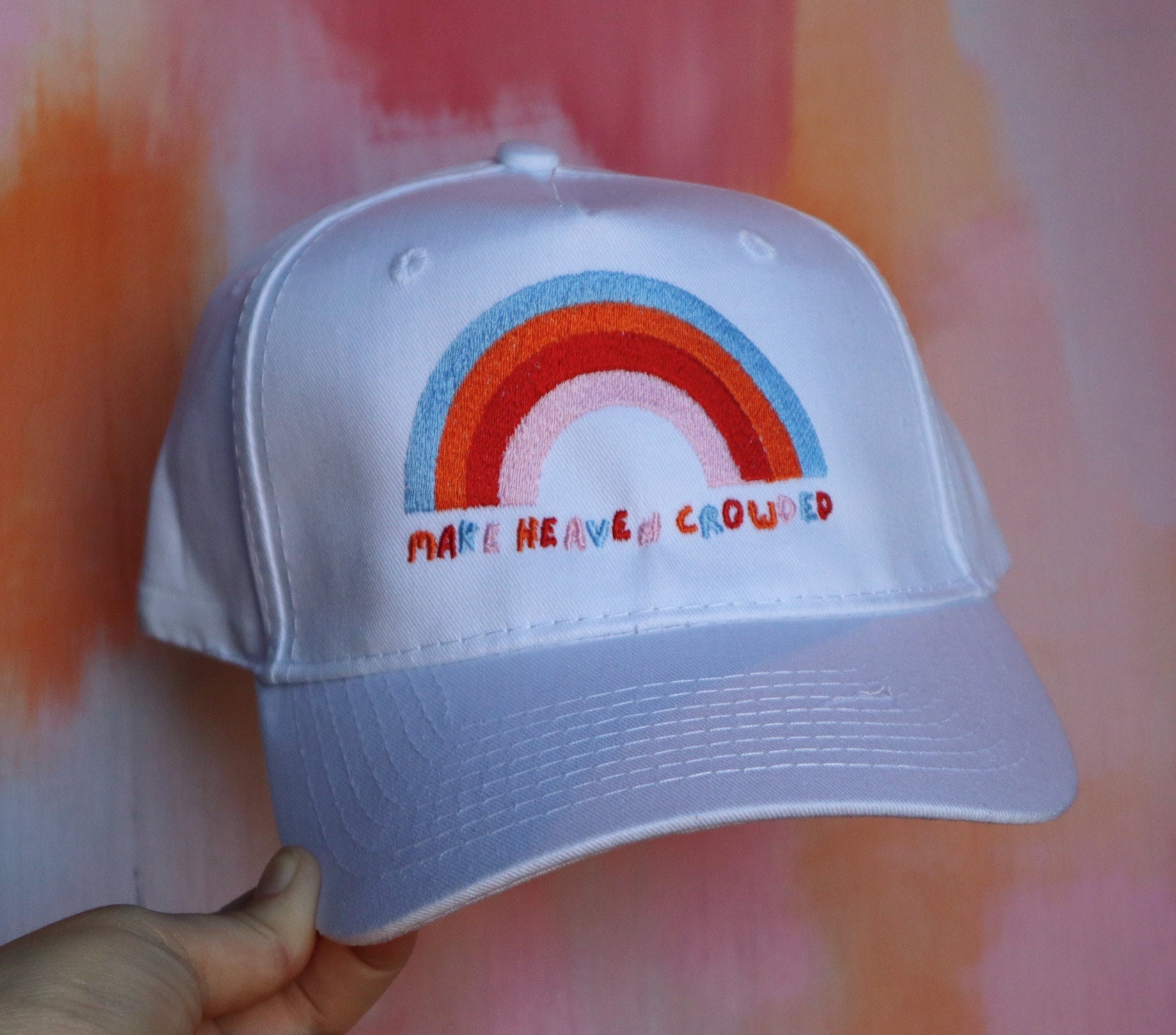 Make Heaven Crowded Hat Pink Red Orange and Blue Rainbow - Etsy