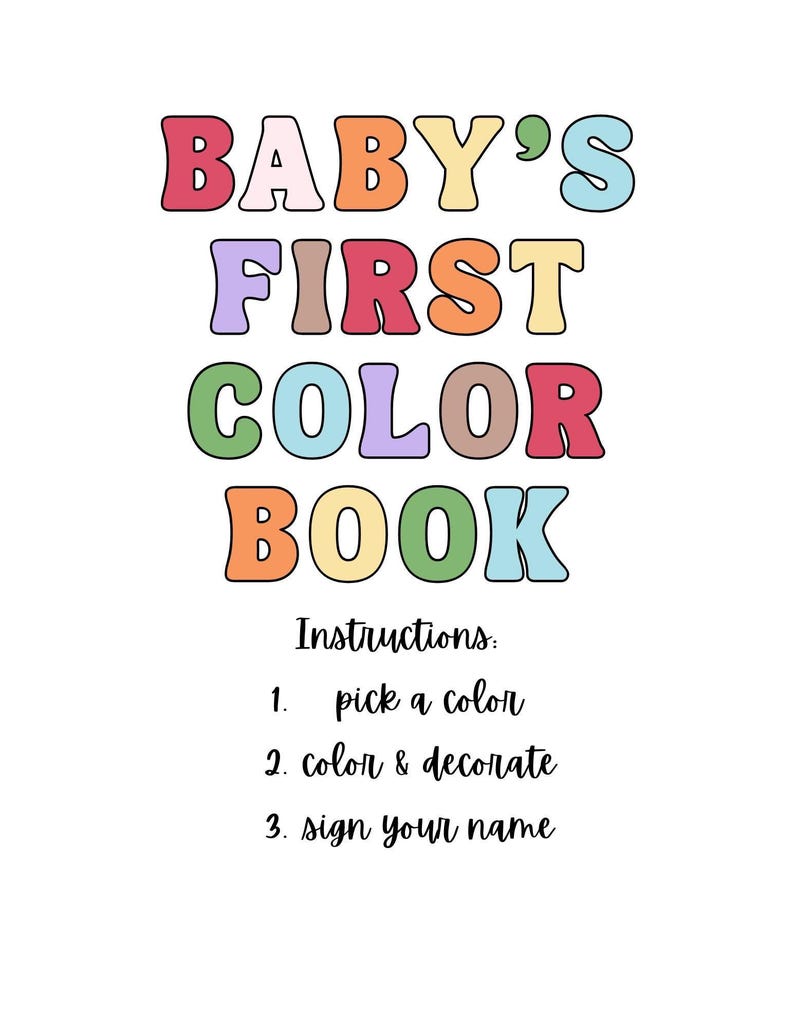 Baby's First Colors Coloring Book: Educational Activity (digital ...
