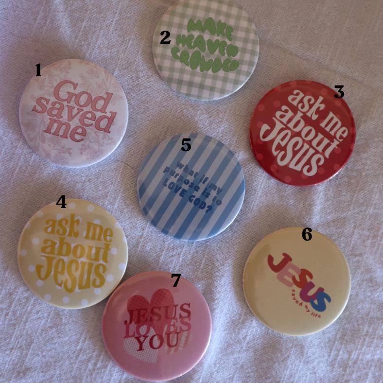 Christian Button Collection | 2.25” Hand-drawn Faith Designs ...