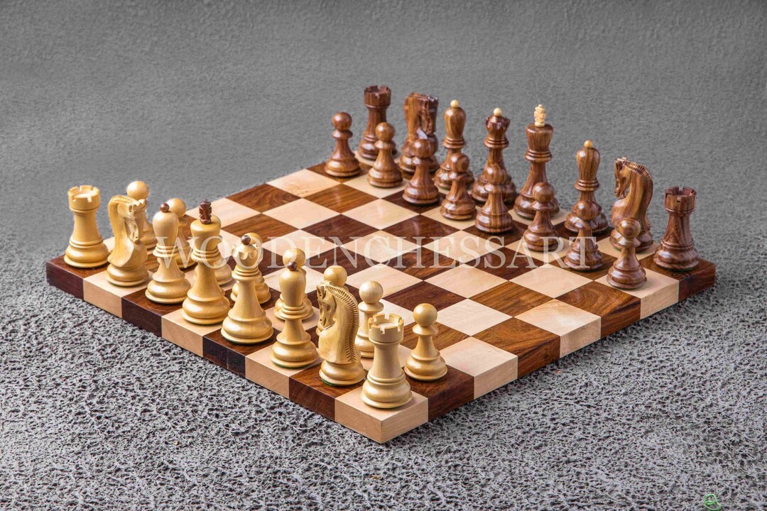 4" Zagreb 1959 Chess Pieces & 16” Premium Borderless Minimalist Chess ...