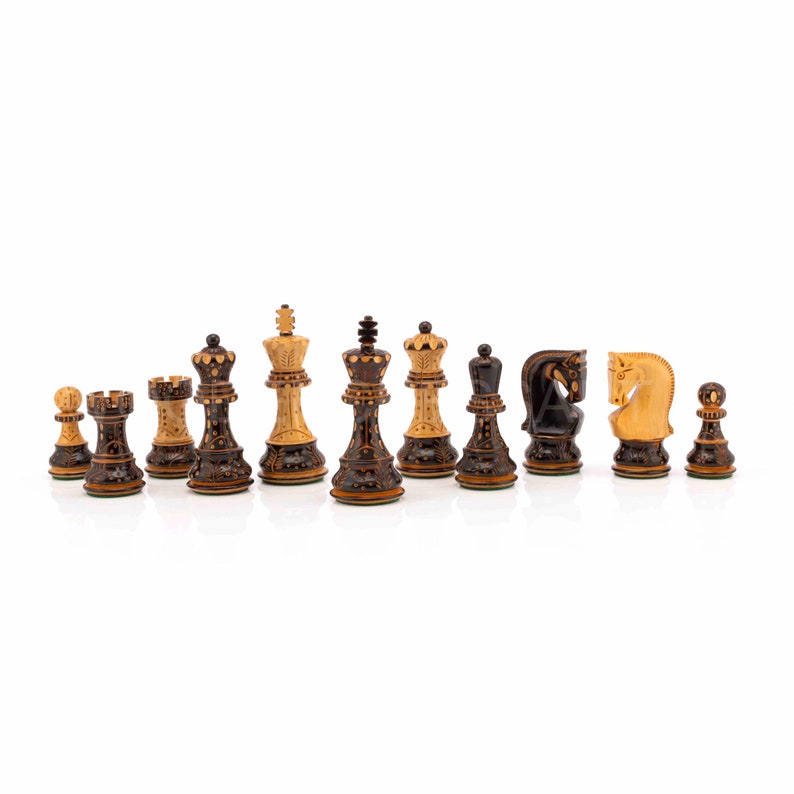 3.75" the Burning Zagreb Series Chess Pieces Only in Burnt Boxwood ...