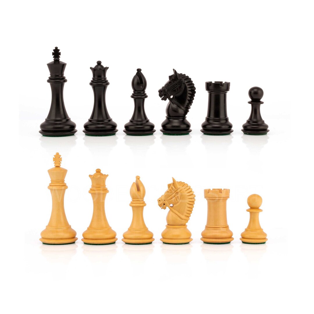 4" American Style Premium Staunton Chess Pieces Only in Ebony & Boxwood ...