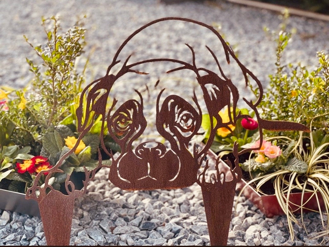 Rust Decoration Garden Stake Dog Boxer 56 Cm – Rust Garden Decoration ...