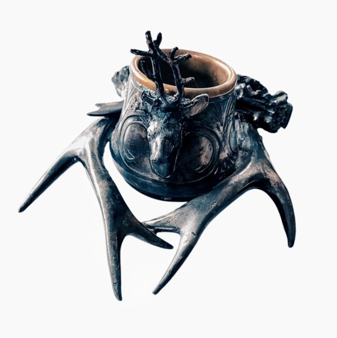 Bronze Stag Inkstand Scottish Hunting Inkwell Antique Bronze Inkwell ...