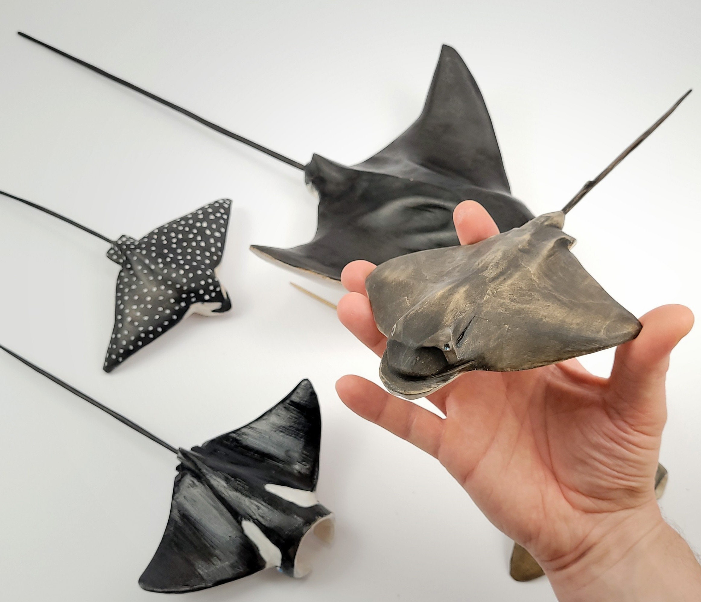 Stingray Bat Ray Sculpture, Fish Statue, Underwater Bird, Handmade Wood ...