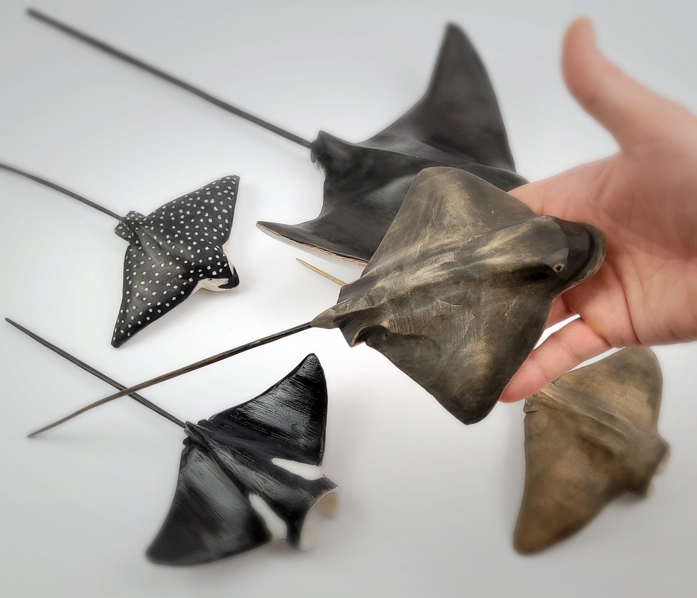 Stingray Bat Ray Sculpture, Fish Statue, Underwater Bird, Handmade Wood ...