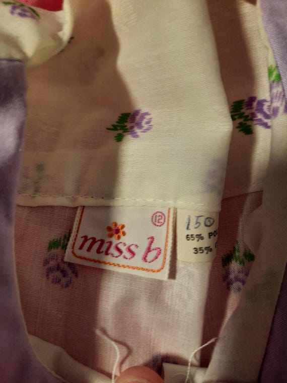 Vintage 1970s Miss b pastel purple floral rose print … - Gem