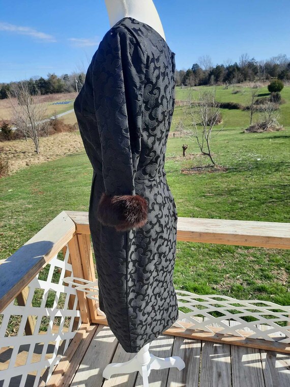 1960s homemade stunning black fur cuffed cocktail dre… - Gem