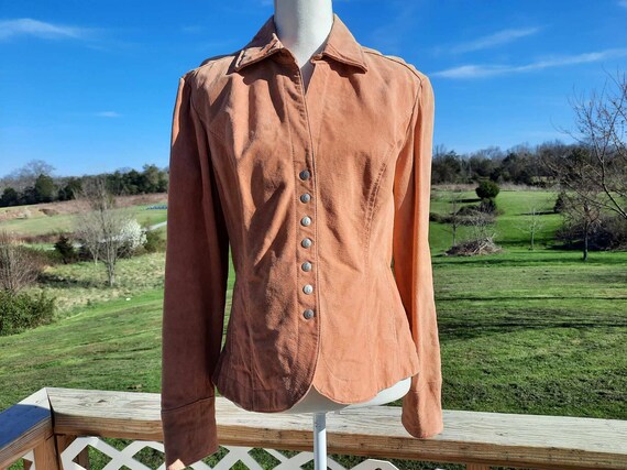 Y2K tan orange suede leather jacket - Gem