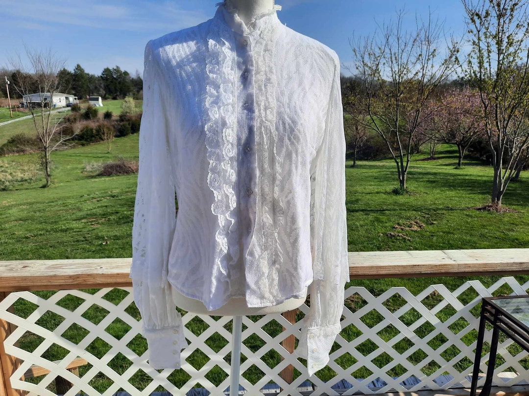 1970s White Lace Button up Prairie Boho Hippie Blouse Homemade - Etsy
