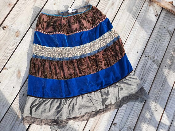 Y2K early 2000s vintage funky blue, brown, gray abstr… - Gem