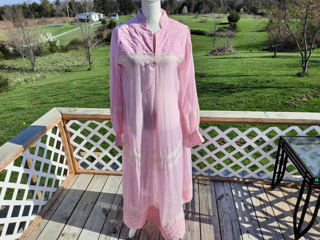 1970s Homemade Sheer Pink White Lace Maxi Dress Pastel - Etsy
