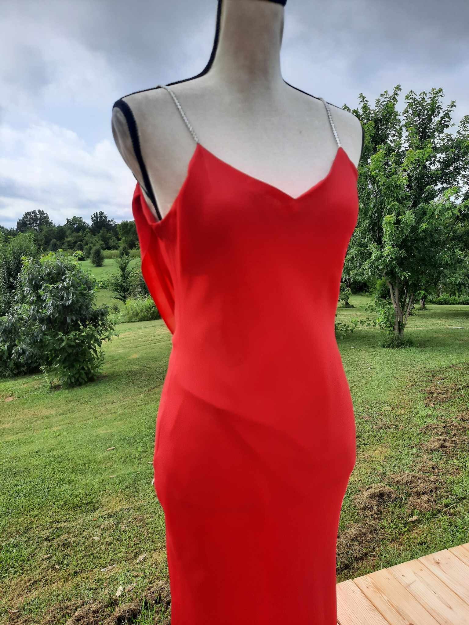1990s Sexy Red Rhinestone Formal Prom Dress Homecoming - Etsy