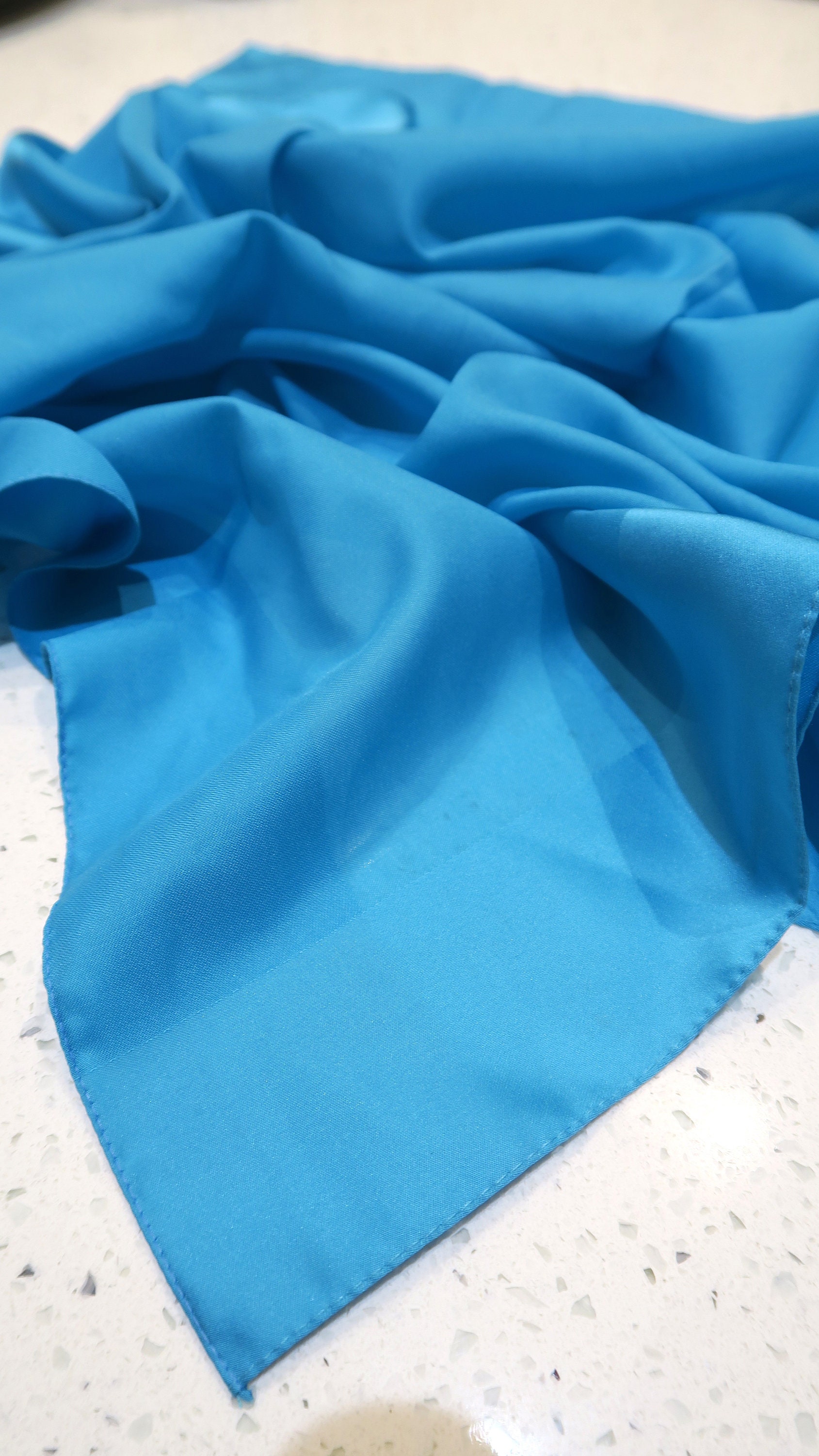 Vintage Bright Blue Scarf, Sheer and Silk Fabric - Etsy UK