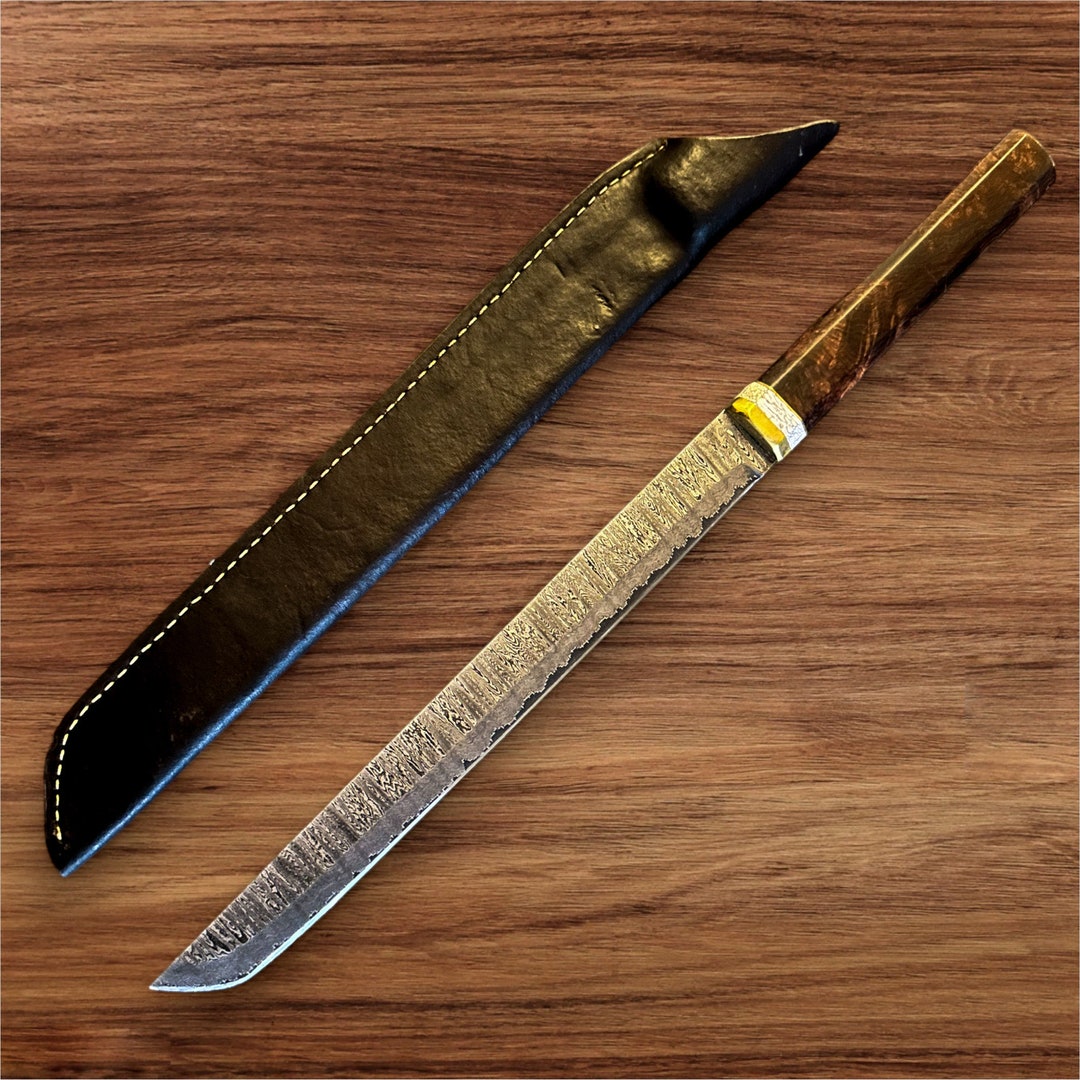 Damascus San Mai Katana With Brass and Honduran Rosewood - Etsy
