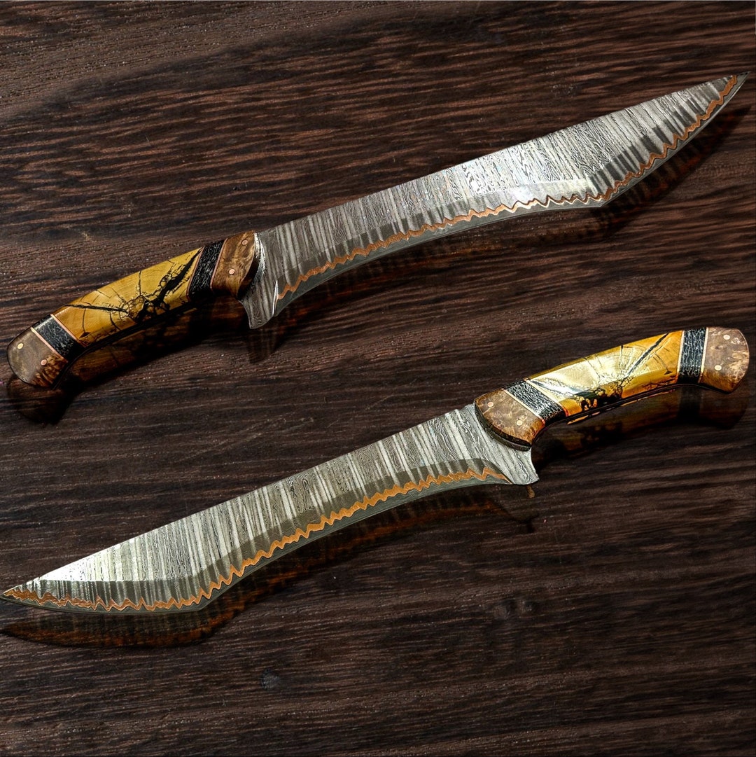 Damascus Cumai Machete With Segmented Handle and Leather Sheath - Etsy