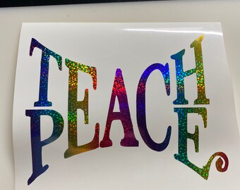 Teach Peace Vinyl Decal Sticker Unity Peace Decal Teach - Etsy