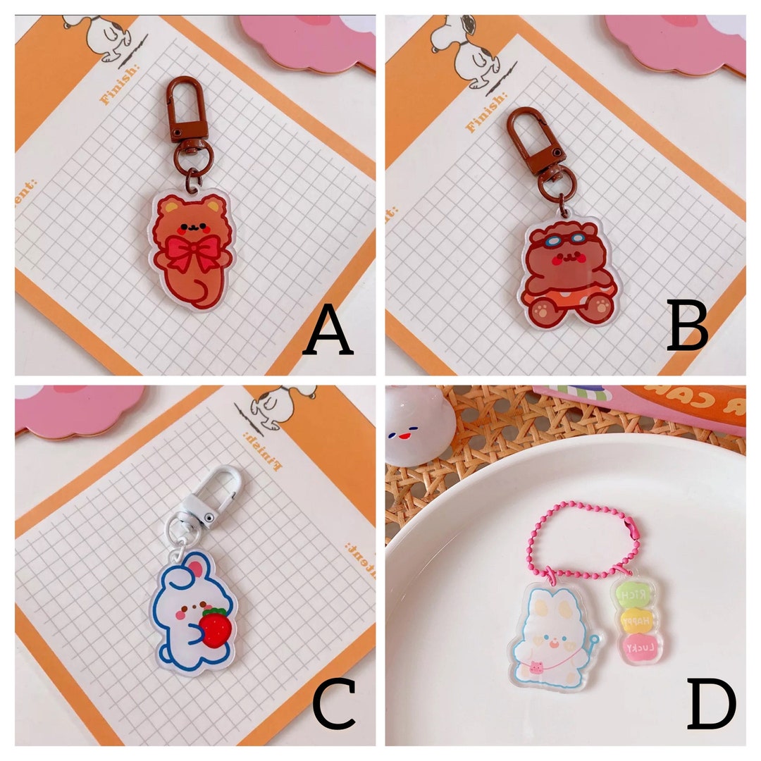 Cute Acrylic Bear Rabbit Keychains - Etsy