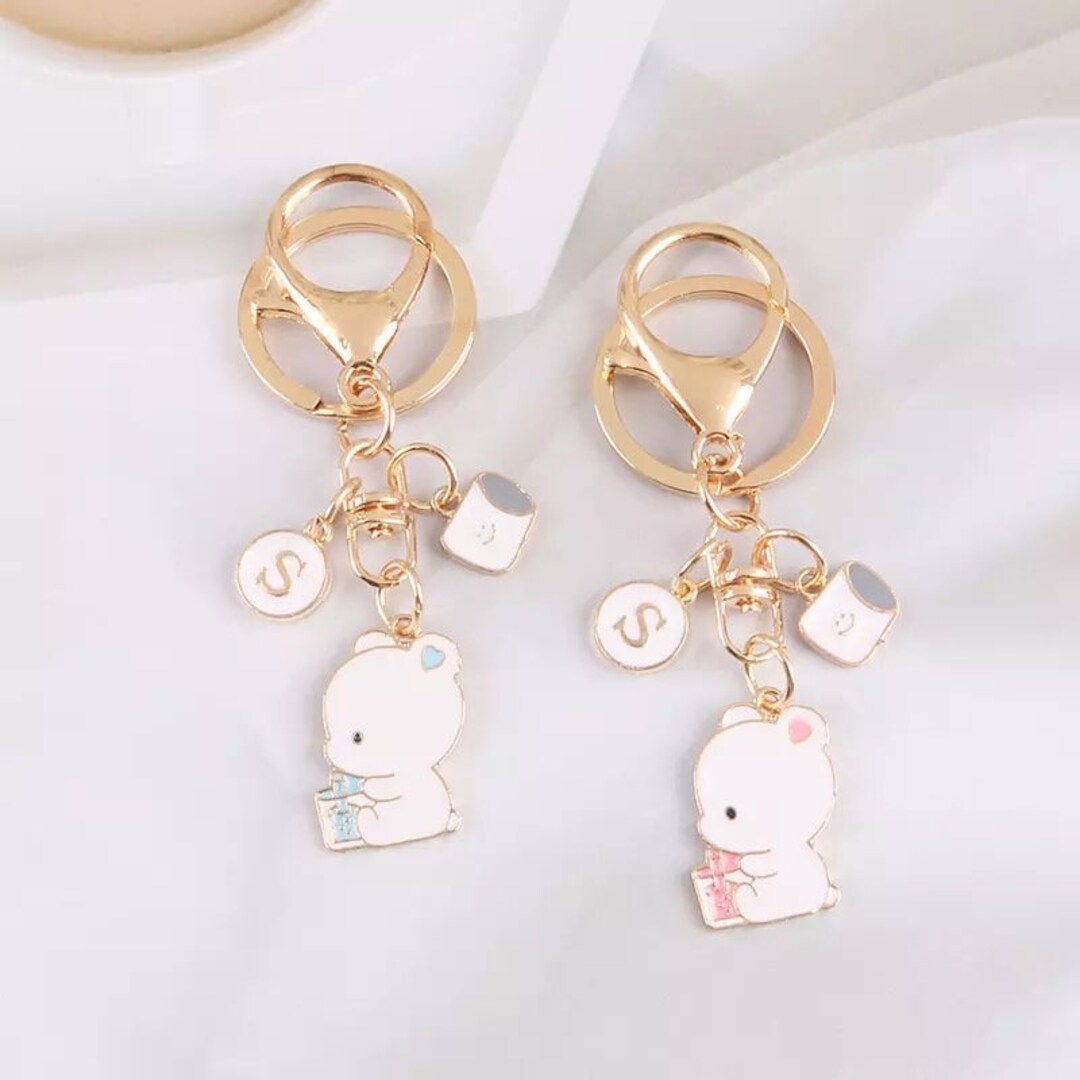 Cartoon Boba Polar Bear, Metal Keychain, Accessories, Cute, Kawaii, Bag ...