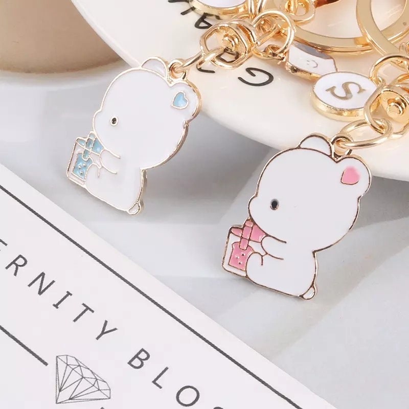 Cartoon Boba Polar Bear Metal Keychain Accessories Cute - Etsy