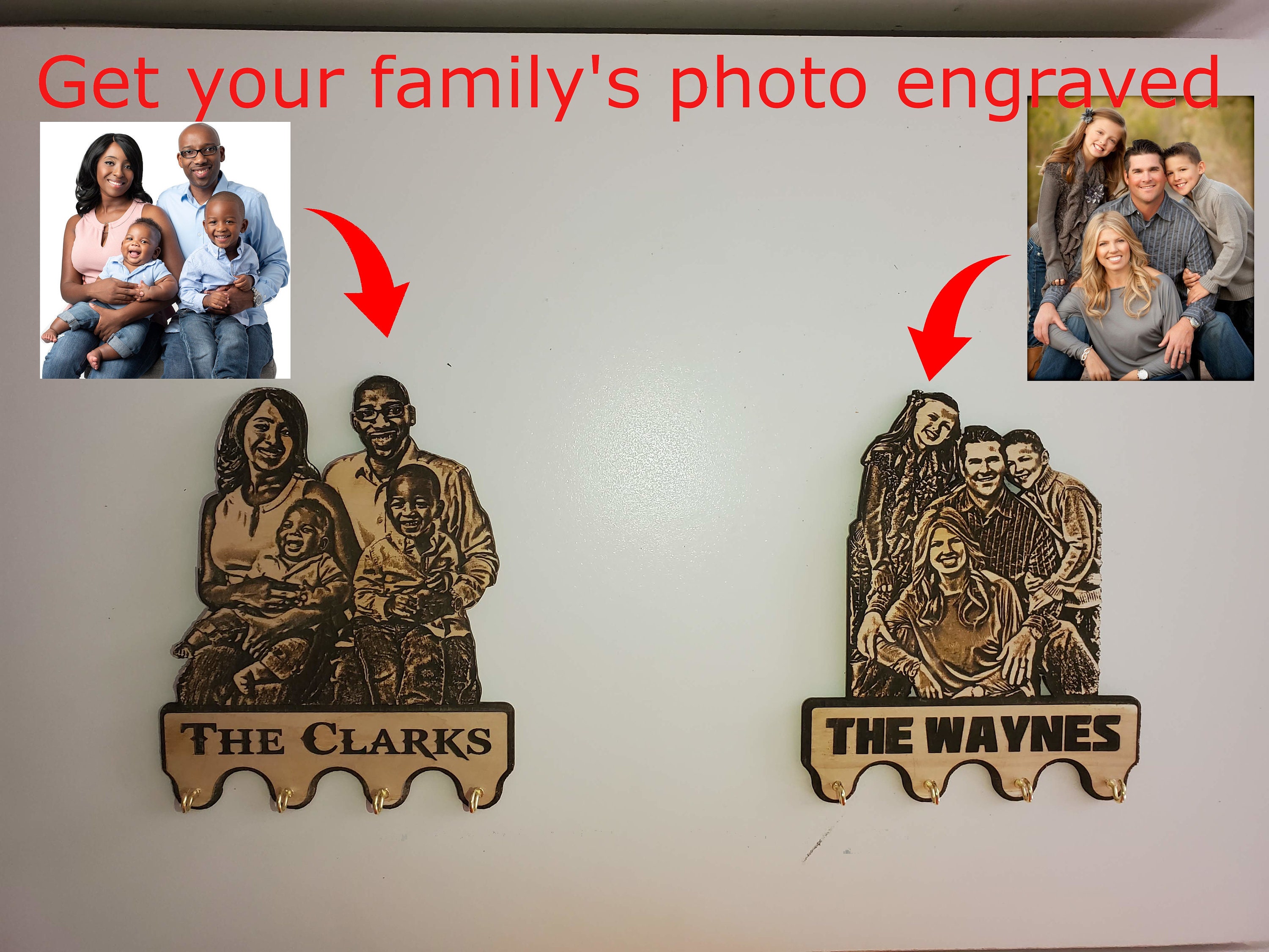 Custom Family Key Holder, Engraved Family Gift, Custom Photo Engraving ...