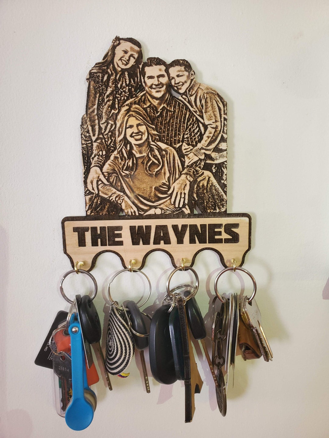 Custom Family Key Holder, Engraved Family Gift, Custom Photo Engraving ...