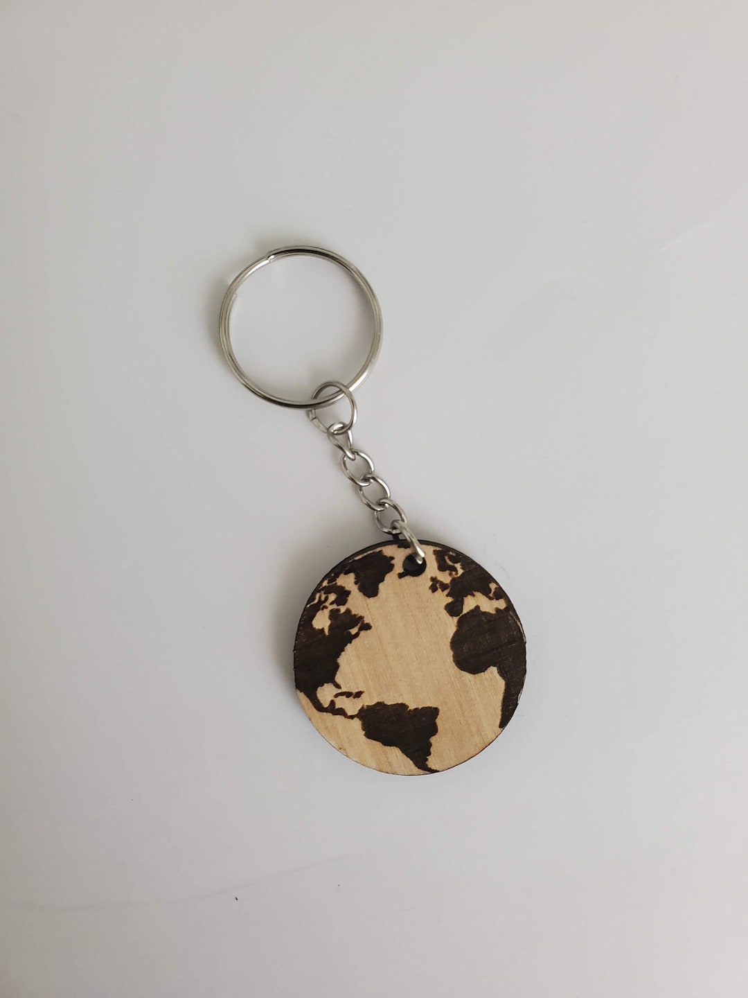 Globe Wood Keychain, World, Earth, Globe, Keychain, Gift for Mother ...