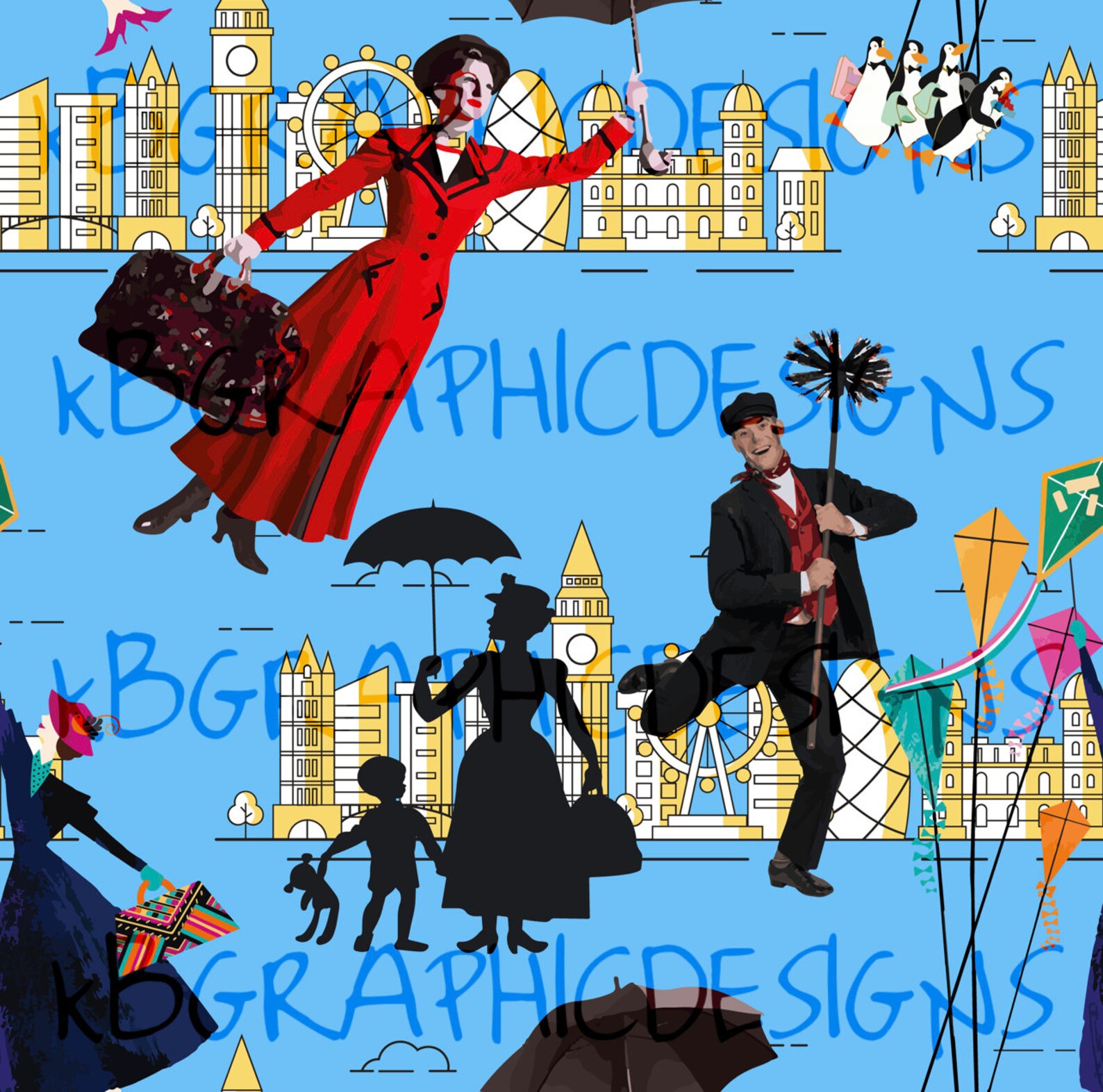Mary Poppins Seamless Pattern - Etsy