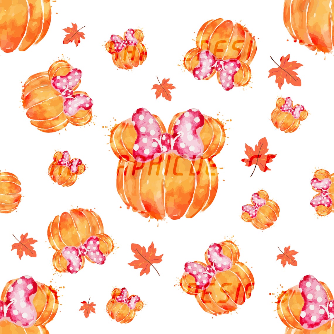White Minnie Pumpkin Seamless Pattern - Etsy