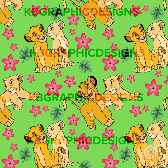 Simba & Nala Seamless Pattern | Etsy