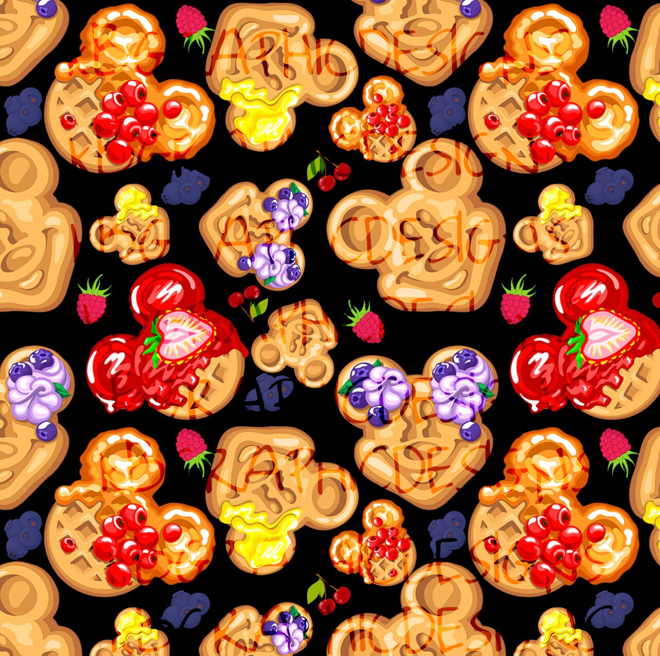 Black Mickey Waffle Seamless Pattern - Etsy