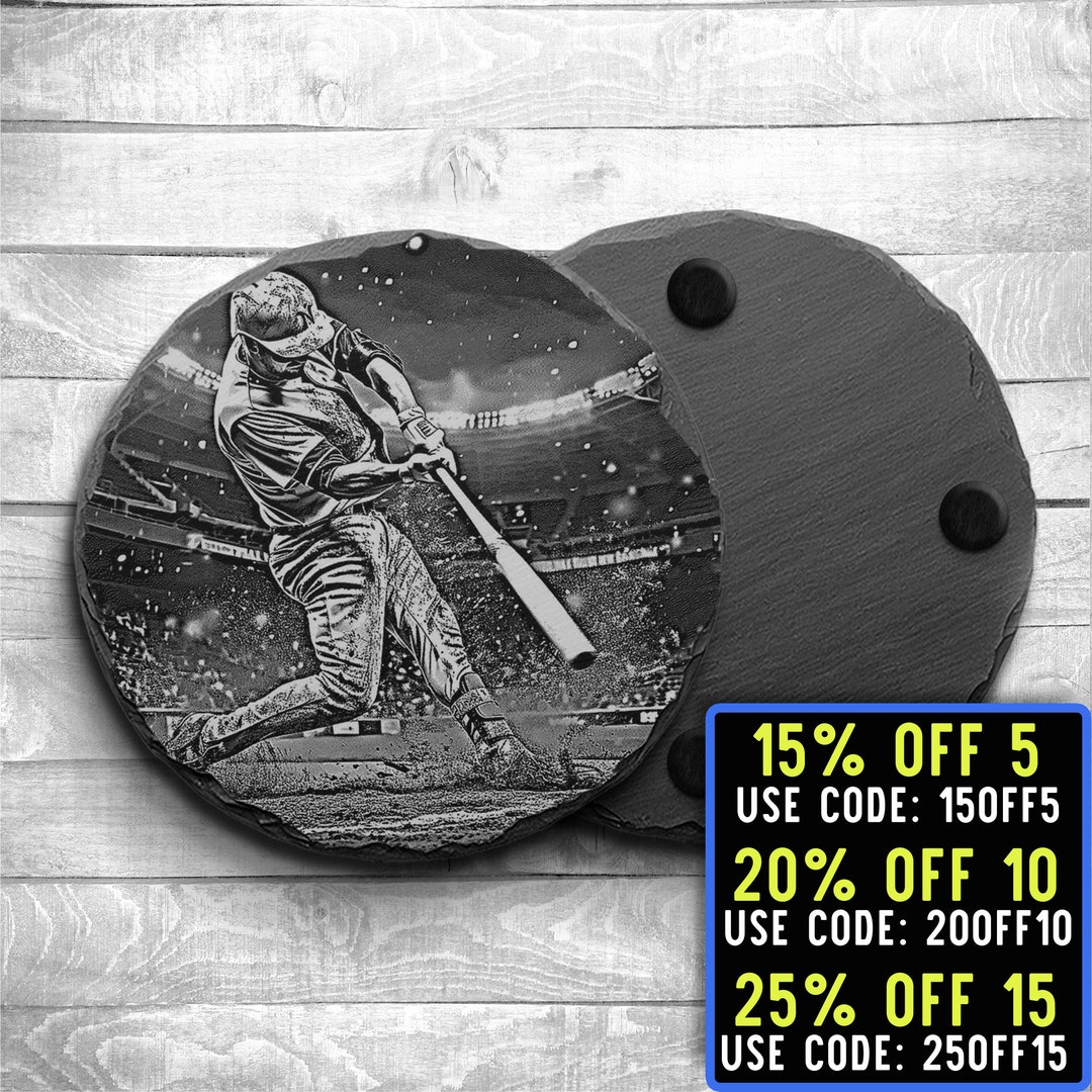 Glowforge Laser Ready 2 Files Baseball Player Round Coaster Engraving ...