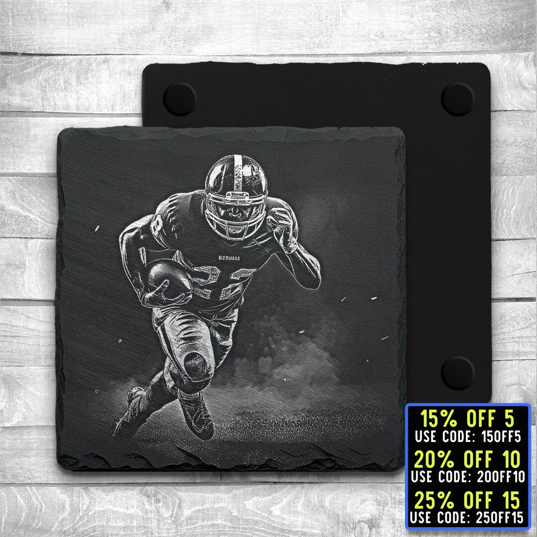 Laser Ready 3 Files Football Player Coaster Engraving- Digital JPG, PNG ...