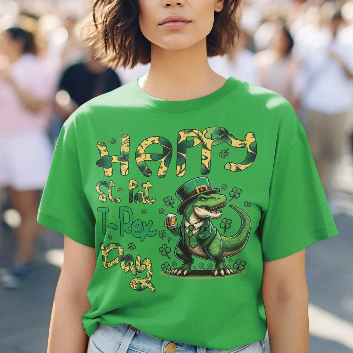 Happy St Pat T-rex Day PNG Sublimation, Funny Rex PNG, Clovers Png ...