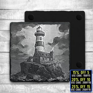 Glowforge Laser Ready 3 Files Lighthouse Scene Coaster Engraving ...