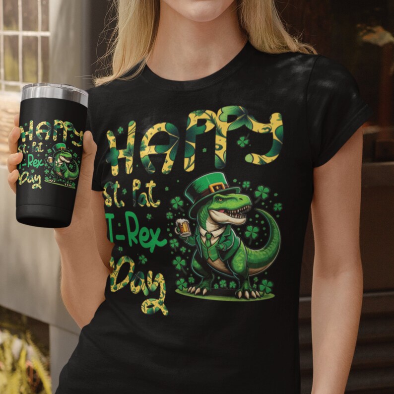 Happy St Pat T-rex Day PNG Sublimation, Funny Rex PNG, Clovers Png ...