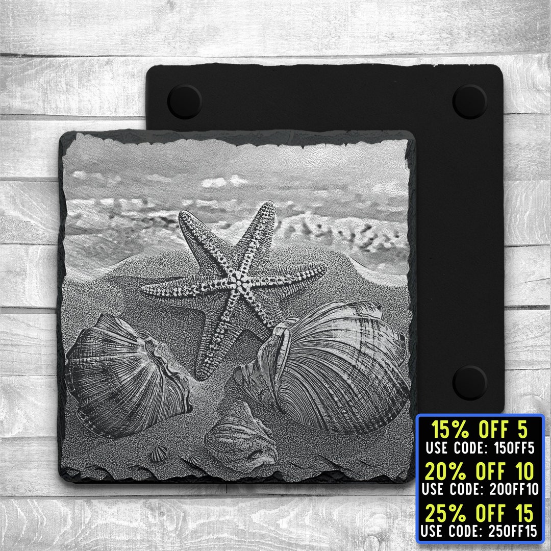 Laser Ready 3 Files Beach Scene Coaster Engraving- Digital JPG, PNG ...